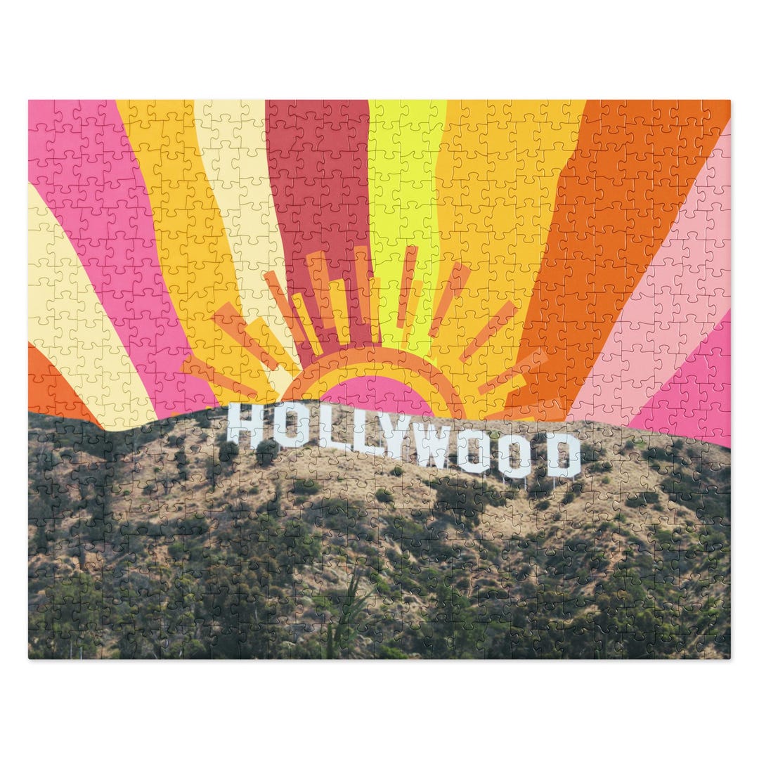 Rainbow Sunset Hollywood Sign, Jigsaw Puzzle - Etsy