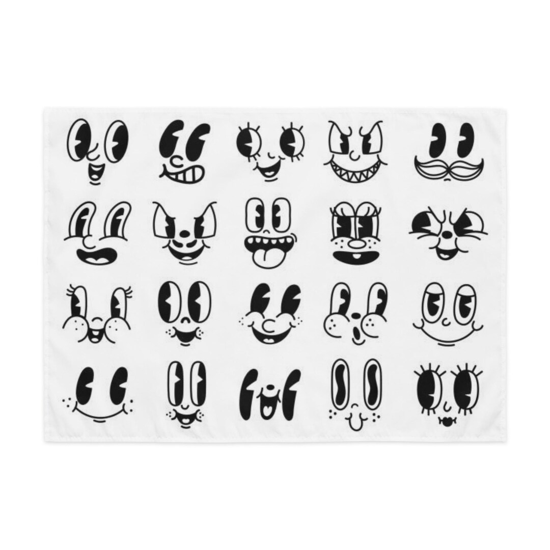 Vintage Cartoon Faces, Comic Artwork, Indoor Wall Tapestry - Etsy