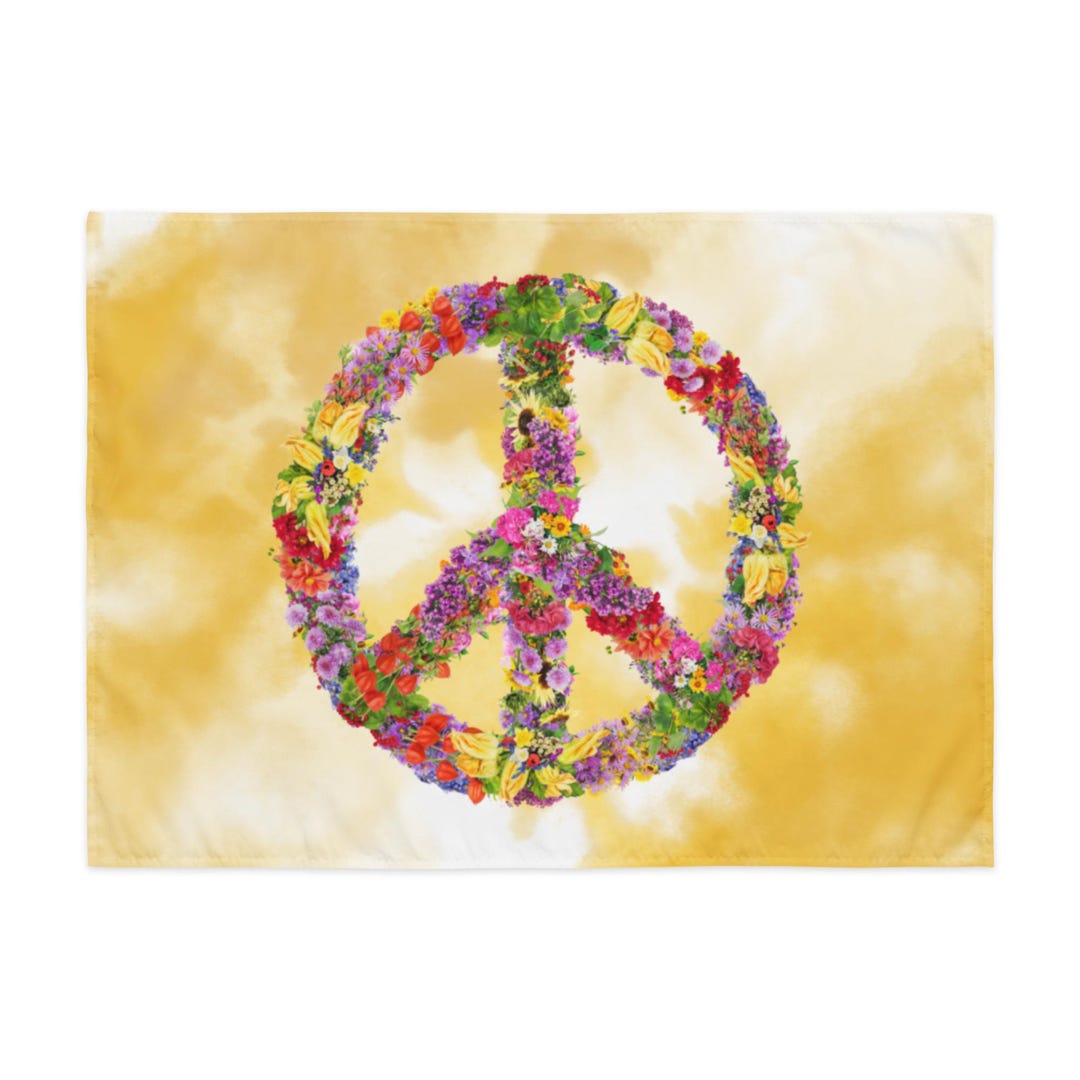 Flower Peace Sign, Yellow, Indoor Wall Tapestry - Etsy