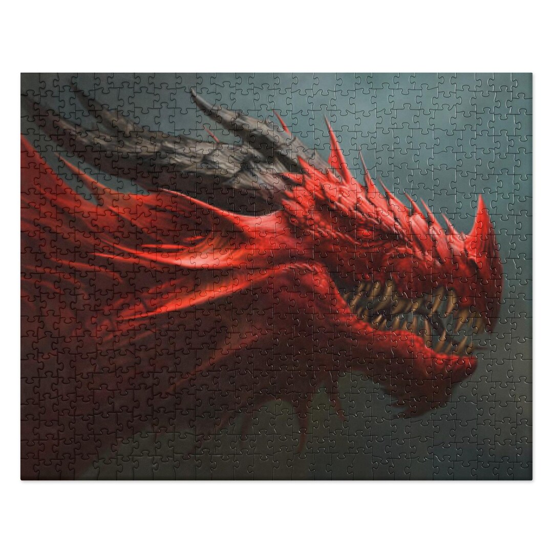 A Red Dragon, Dragon Profile Jigsaw Puzzle - Etsy