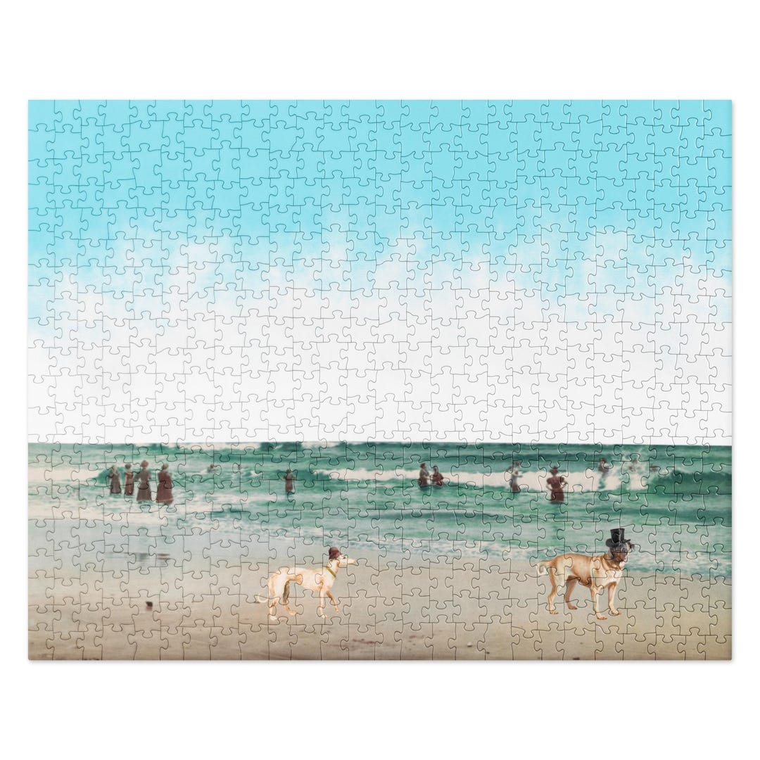 Dapper Dogs Day the Beach, Dogs in Hats, Jigsaw Puzzle - Etsy