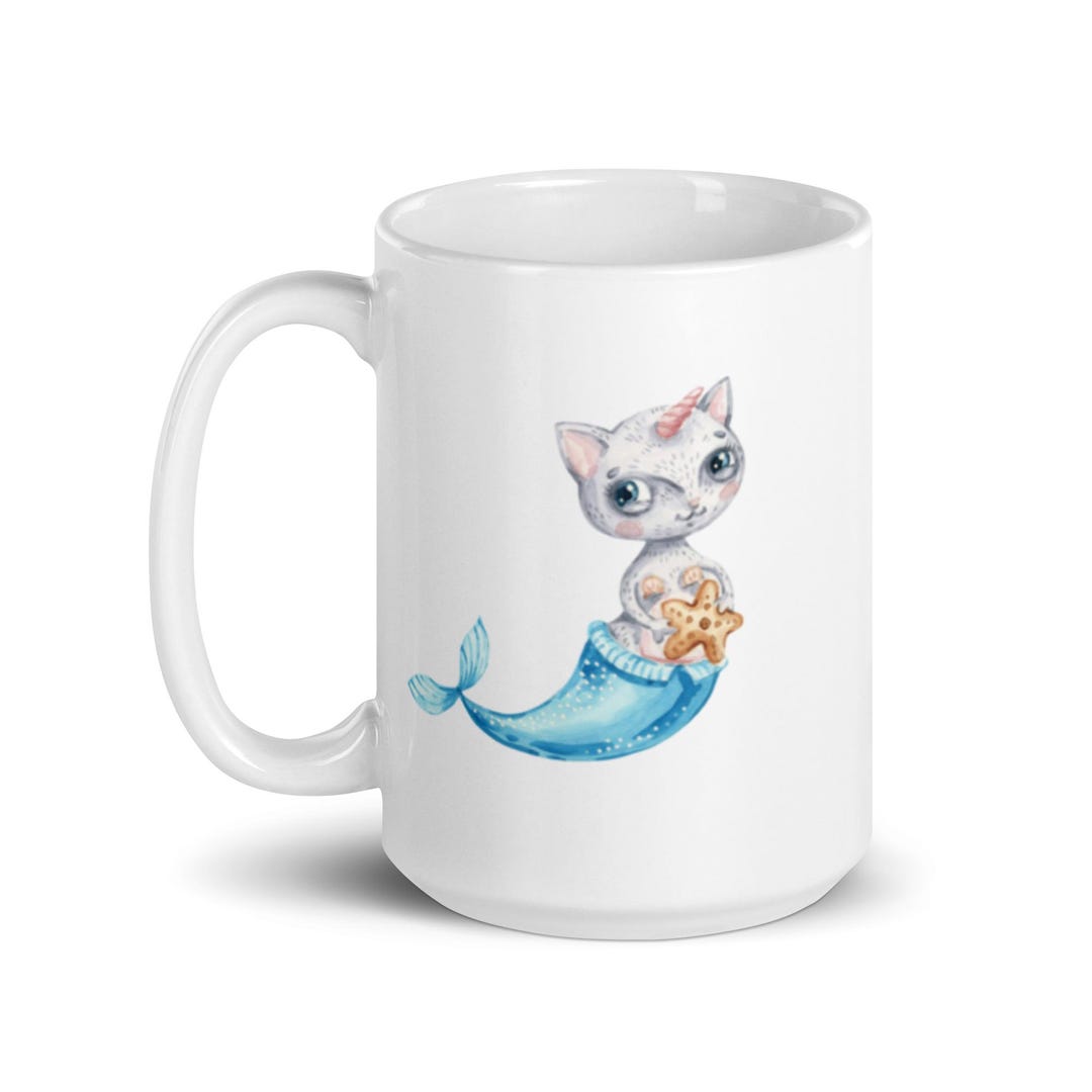 Mer-cat-icorn, Mermaid Cat Unicorn, White Glossy Mug - Etsy
