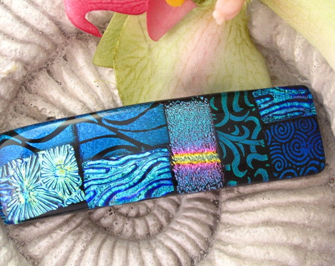 New Size Hair Barrette French Barrette Blue Aqua Fused - Etsy