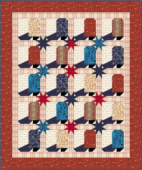 Western Patriotic Cowboy Boot Quilt Pattern 58X70 Inches - Etsy