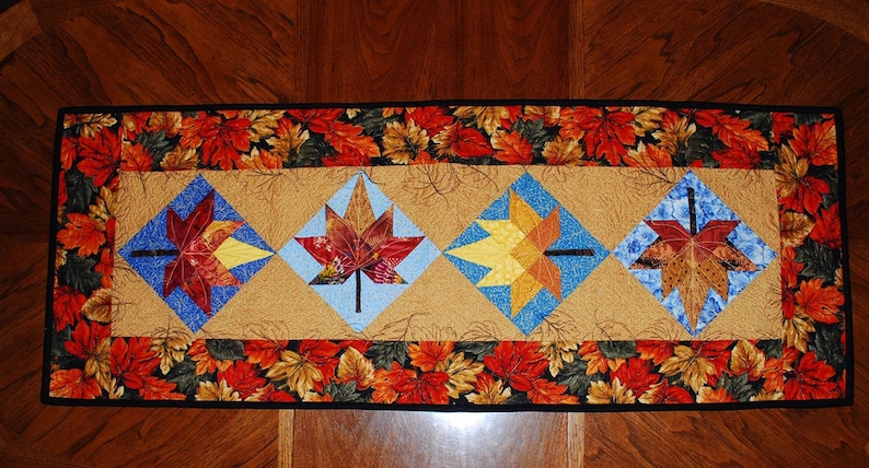 Pattern Only: Quilted Leaf Table Runner PDF Suitable for Advanced ...