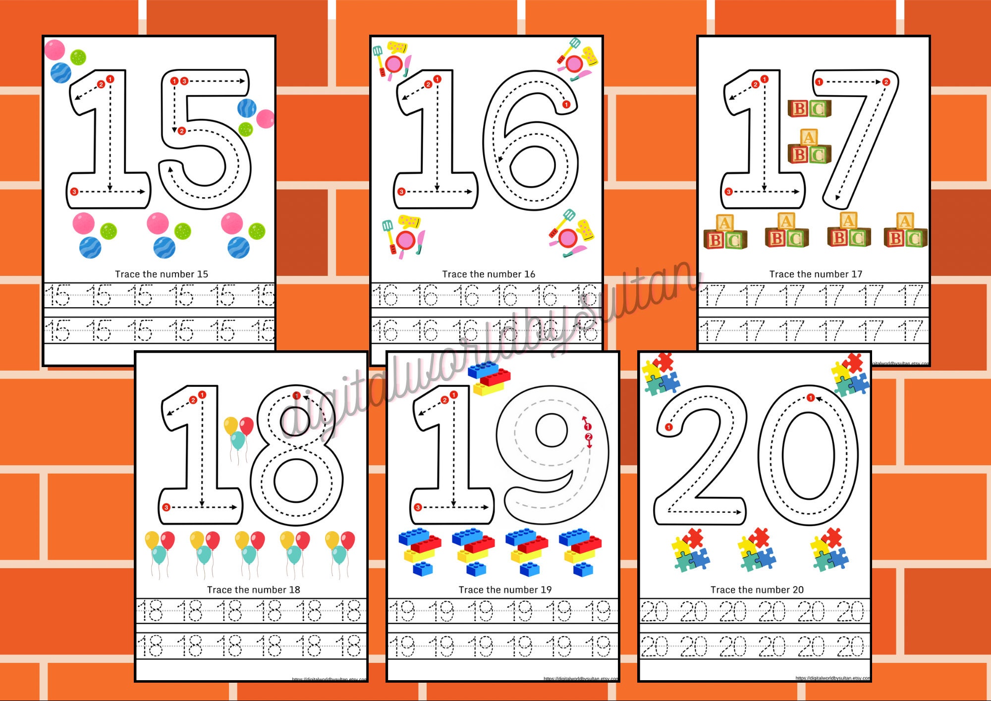 20 Number Tracing Worksheets, Traceable Numbers, Preschool Worksheets ...