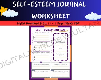 Self-esteem Journal Printable Worksheet Child Therapy Counseling Kids ...