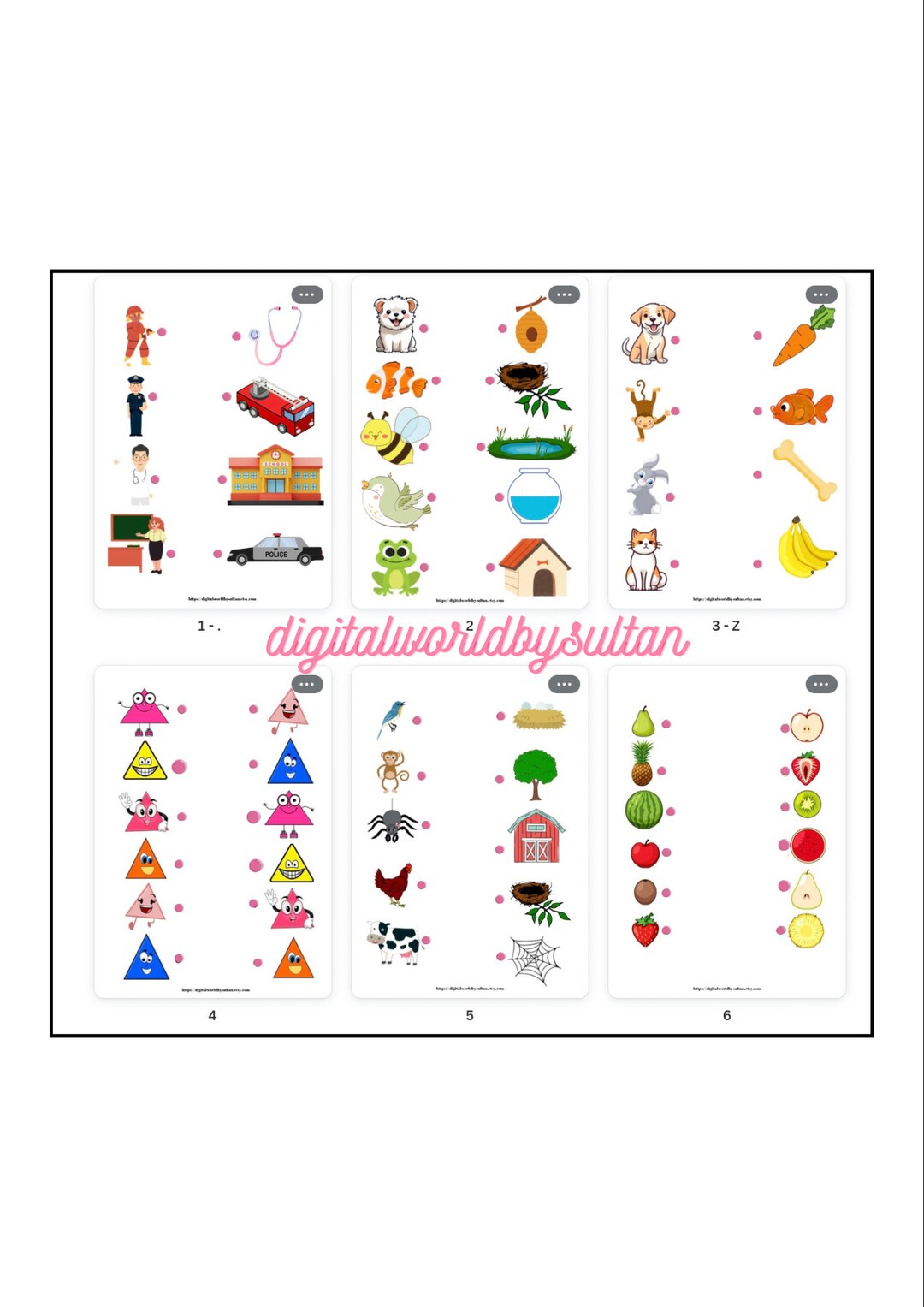 Printable Matching Worksheets, Match the Picture, Kindergarten ...