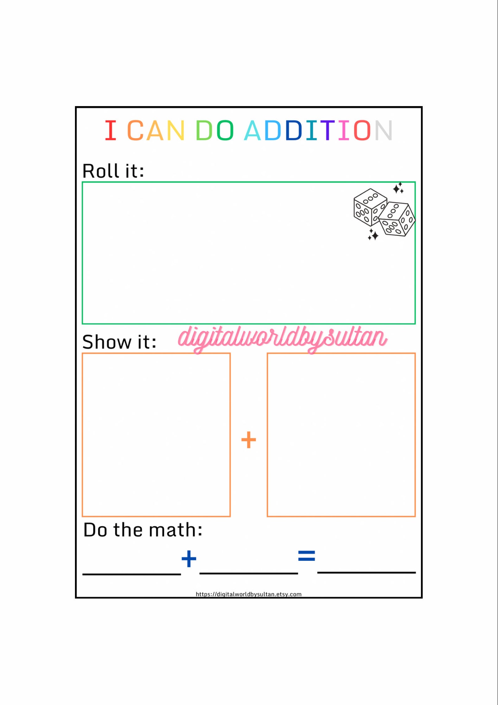Printable Math Game, Dice Rolling Activity, Learning to Count ...