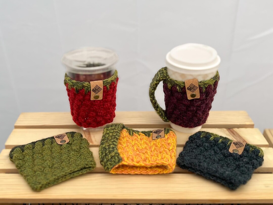 Fruit-inspired Wool Coffee Cozies With Optional Hand Strap - Etsy