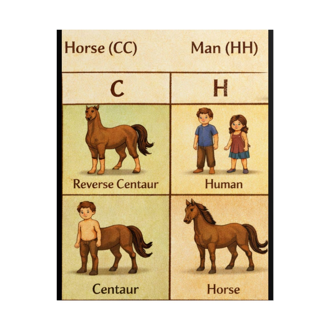 Genetics Pun Centaur Chart Rolled Poster | Fantasy Creature Diagram ...