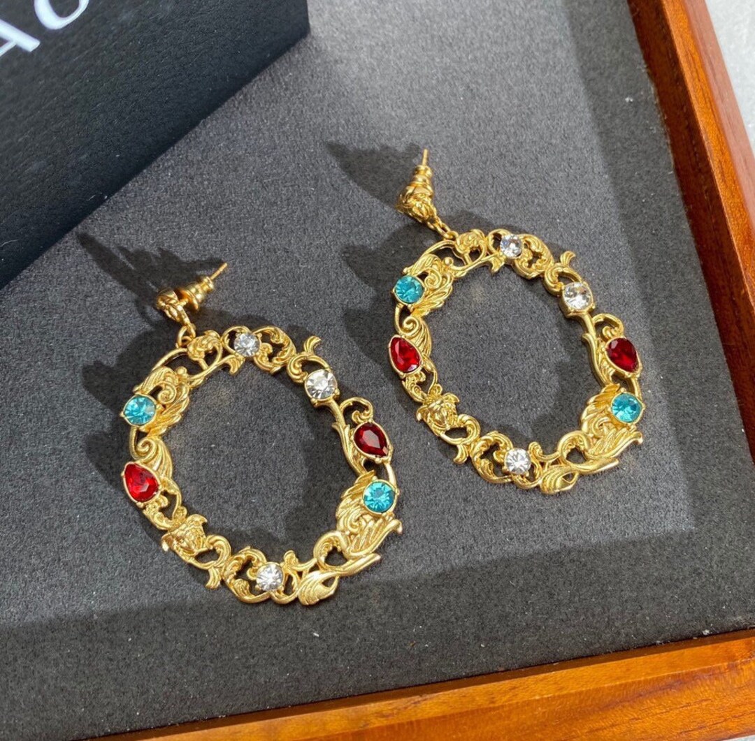 Vintage Versace Dangle Drop Medusa Earrings - Etsy