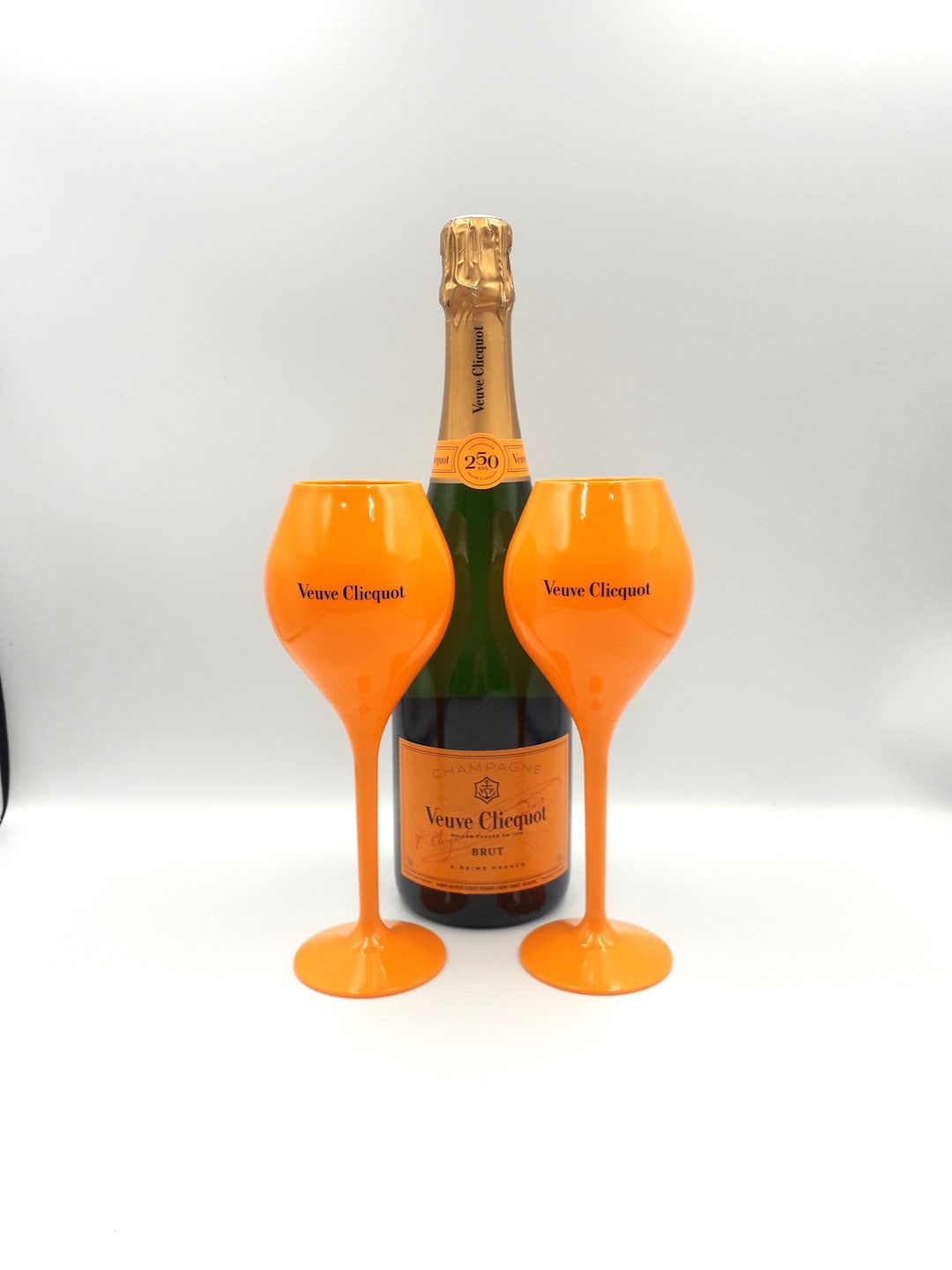 VEUVE-CLICQUOT CHAMPAGNE Flutes Champagne Glasses Orange Vintage Made ...