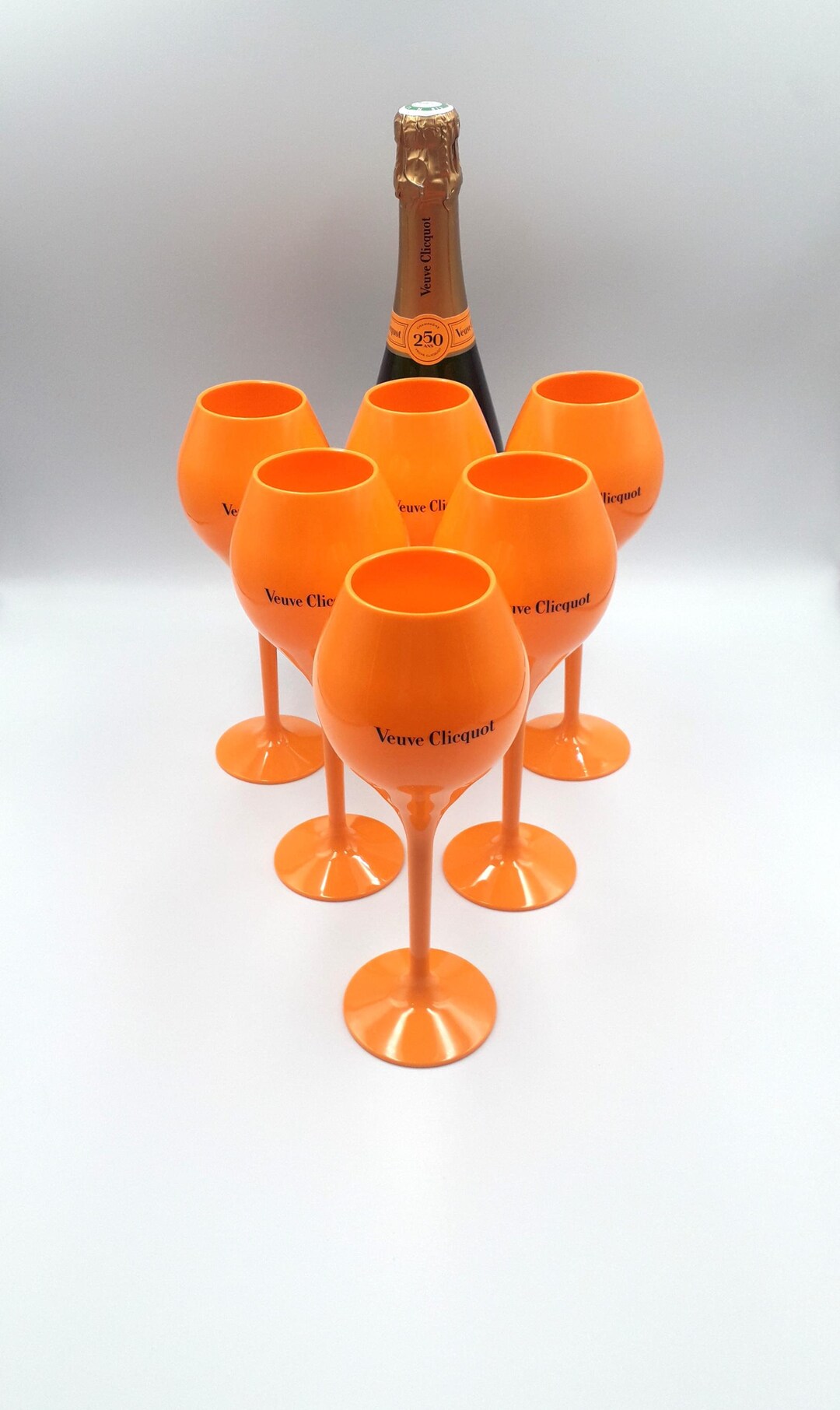 VEUVE-CLICQUOT 6 Vintage Orange Acrylic Champagne Flutes Made in France ...