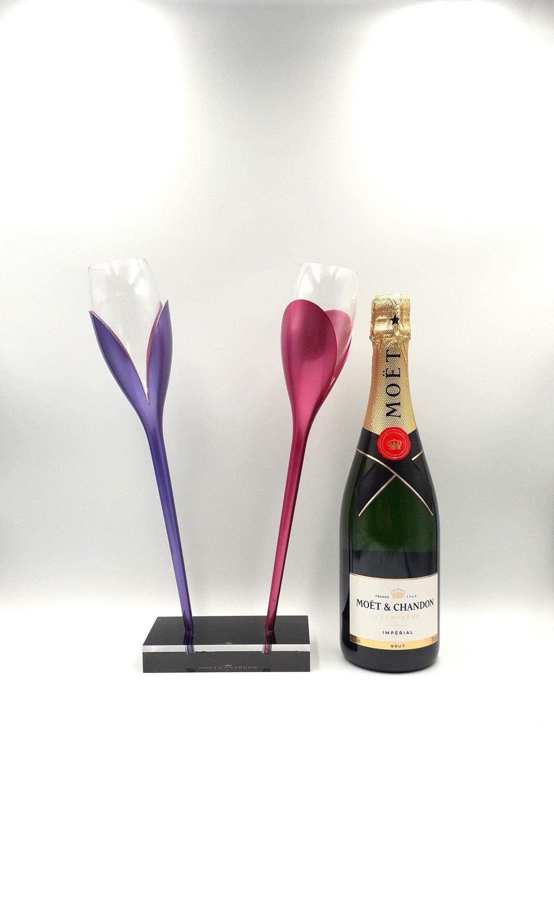 MOËT ET CHANDON Champagne Flutes Duo Vintage Made in France Reims 1990 ...