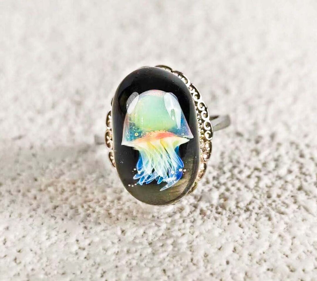 Jellyfish Ring,sea Creature Ring,jellyfish Jewelry,glass Jewelry,ocean ...