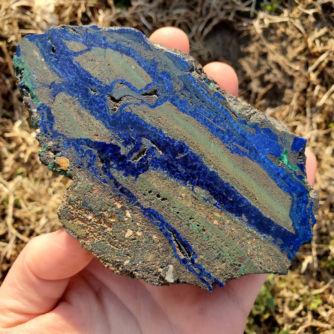 High Quality Azurite W/malachite, Half Polished/half Raw - Etsy