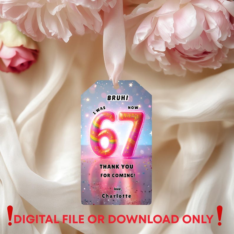 6-7th Birthday Thank You Tags, Viral Meme Party Favors (digital ...