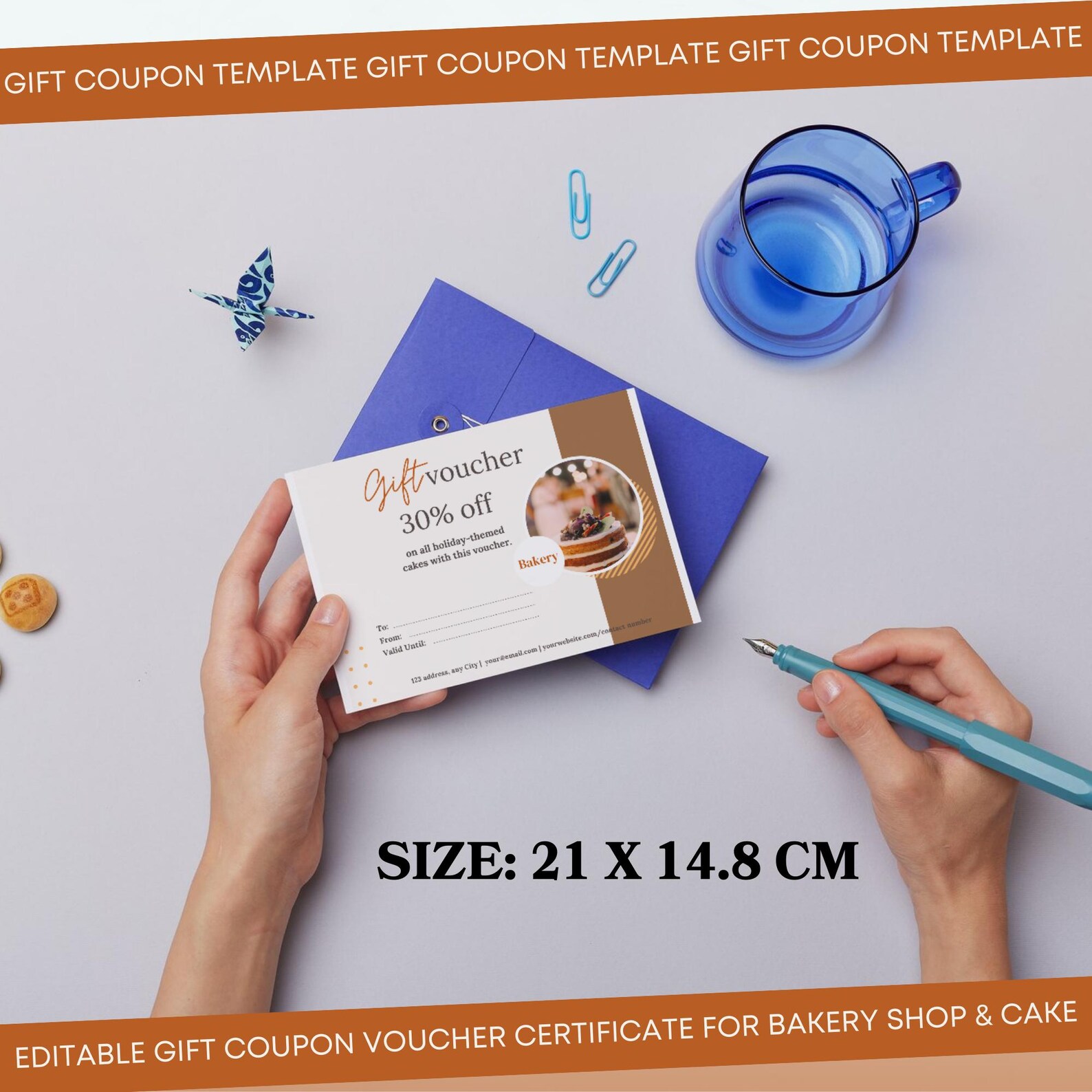 Editable Bakery Gift Voucher Template for Bake Shop, Digital ...