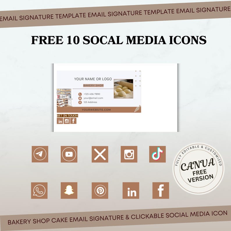 Email Signature Template, Bakery Shop, Email Templates Canva, Social ...