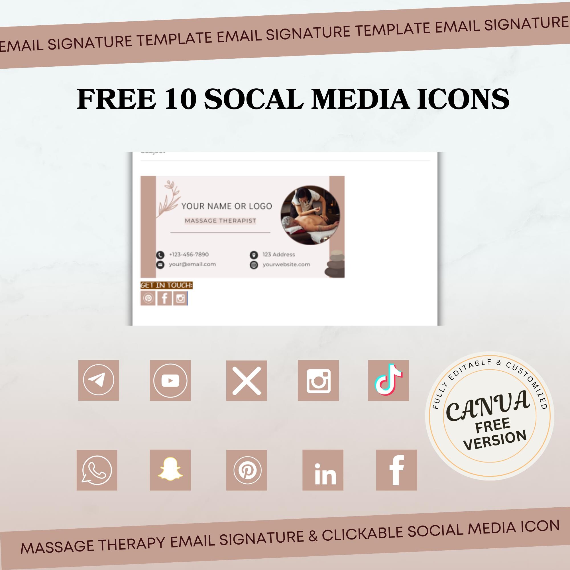 Email Signature Template for Massage Therapist, Email Footer Design for ...