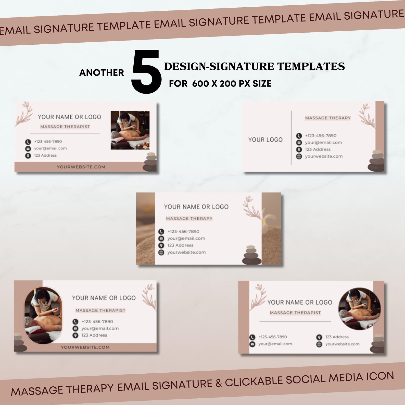 Email Signature Template for Massage Therapist, Email Footer Design for ...