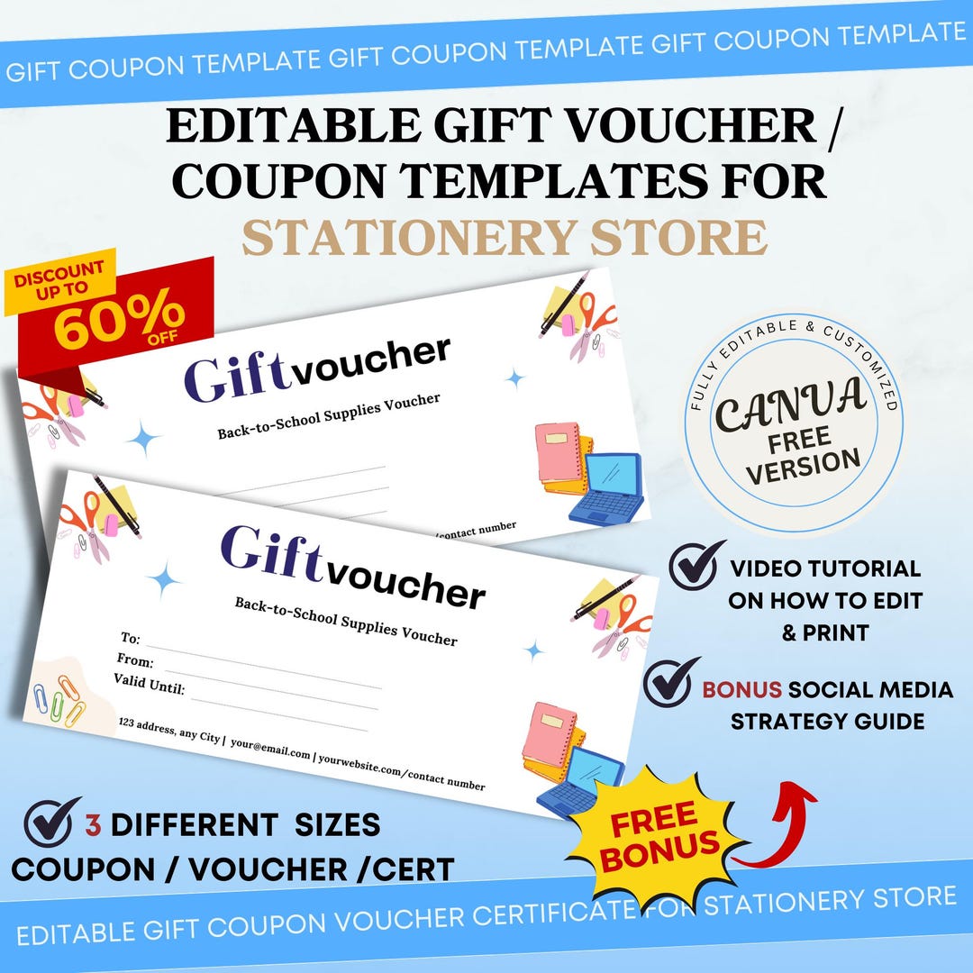 Stationary Gift Voucher, Stationery Sets Gift Certificate, Stationary ...
