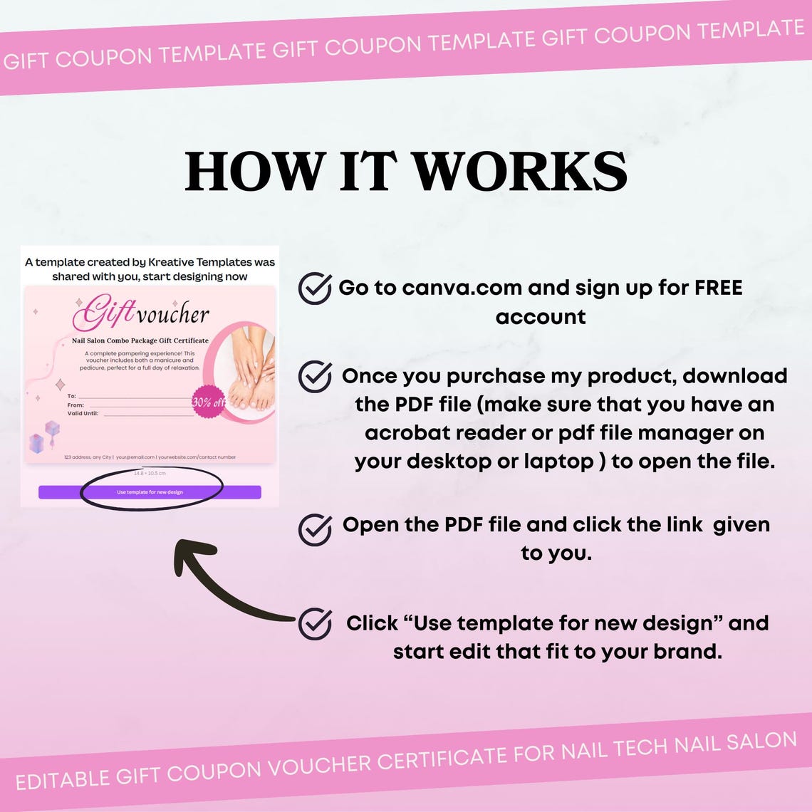 Nail Salon Gift Voucher, Nail Tech Gift Certificate, Nail Artist Gift ...