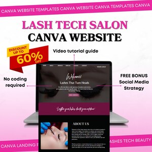 Lash Tech Website Template, Canva Template Lash Artist, Editable Lash Page, Beauty Salon Web ...