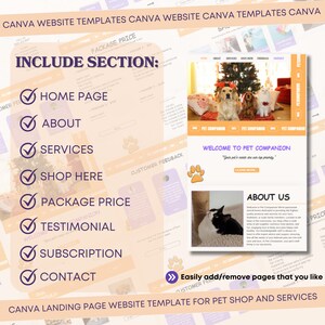 Pets Canva Website Template Pet Grooming Website Pet Supplies Editable ...