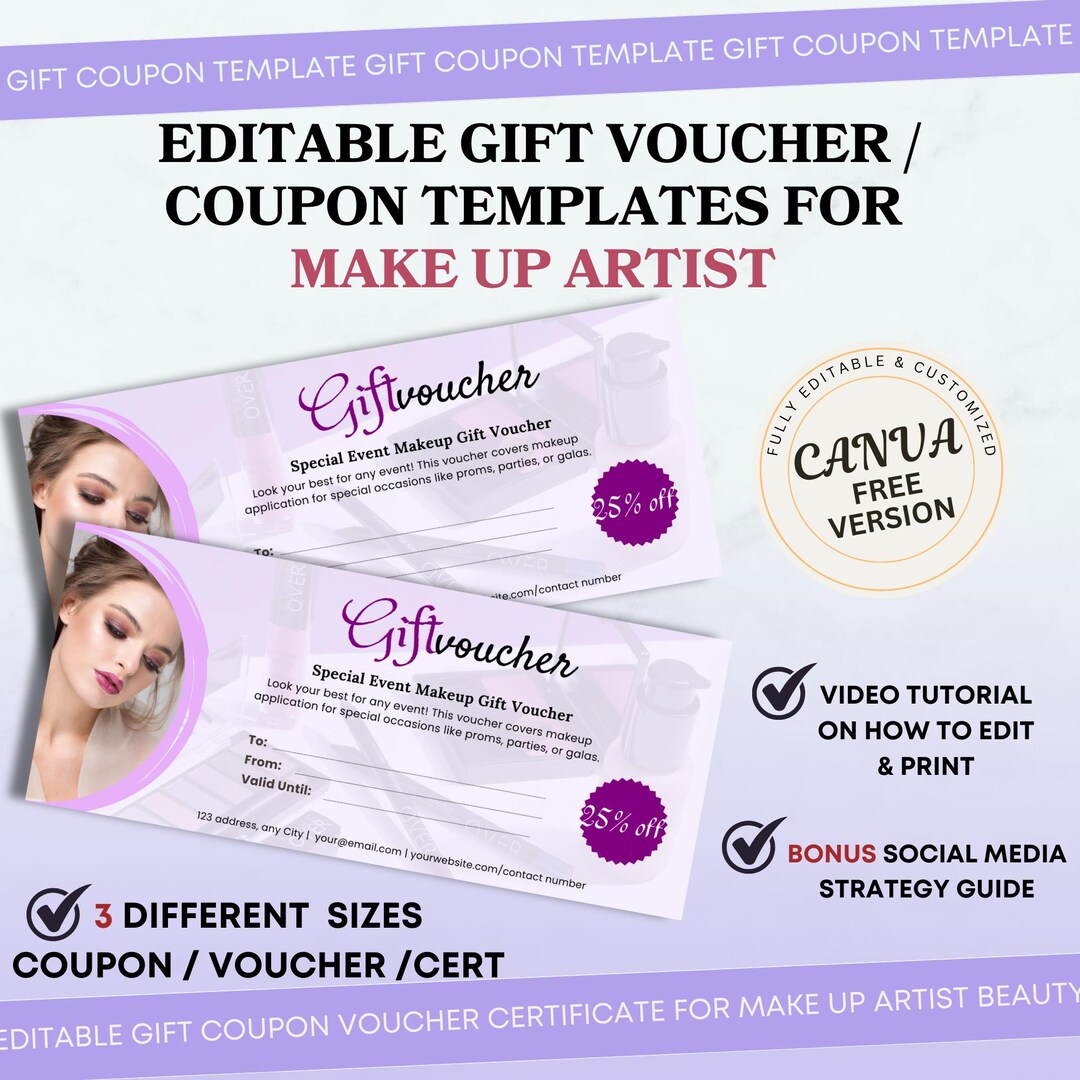 Makeup Gift Ideas, Make up Gift Certificate, Make up Artist Gift Coupon ...