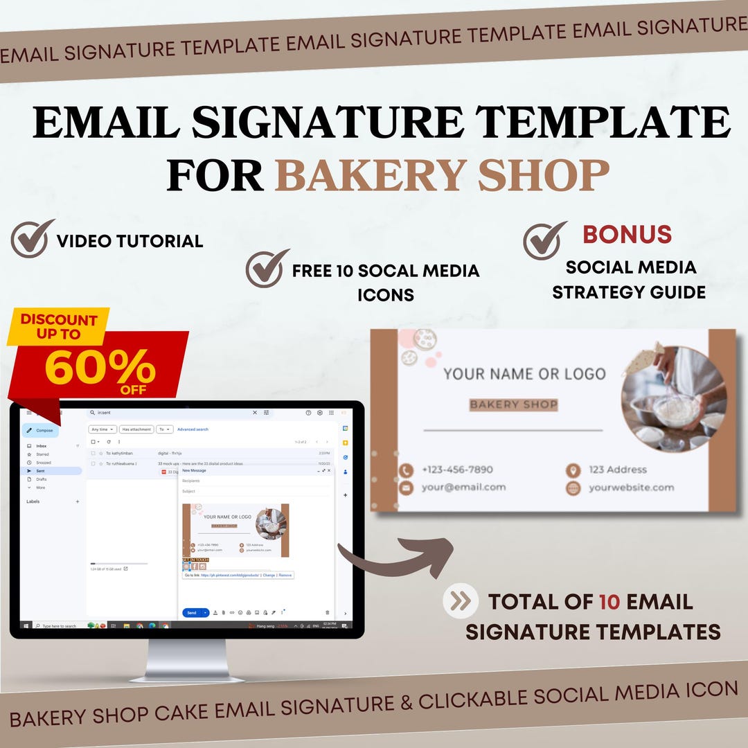 Bakery Email Signature, Bakery Shop Email Templates, Pastry Cake Topper ...