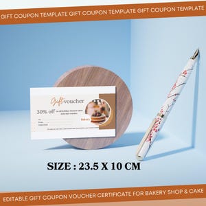 Editable Bakery Gift Voucher Template for Bake Shop, Digital ...