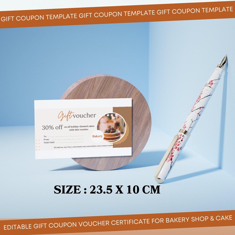 Editable Bakery Gift Voucher Template for Bake Shop, Digital ...