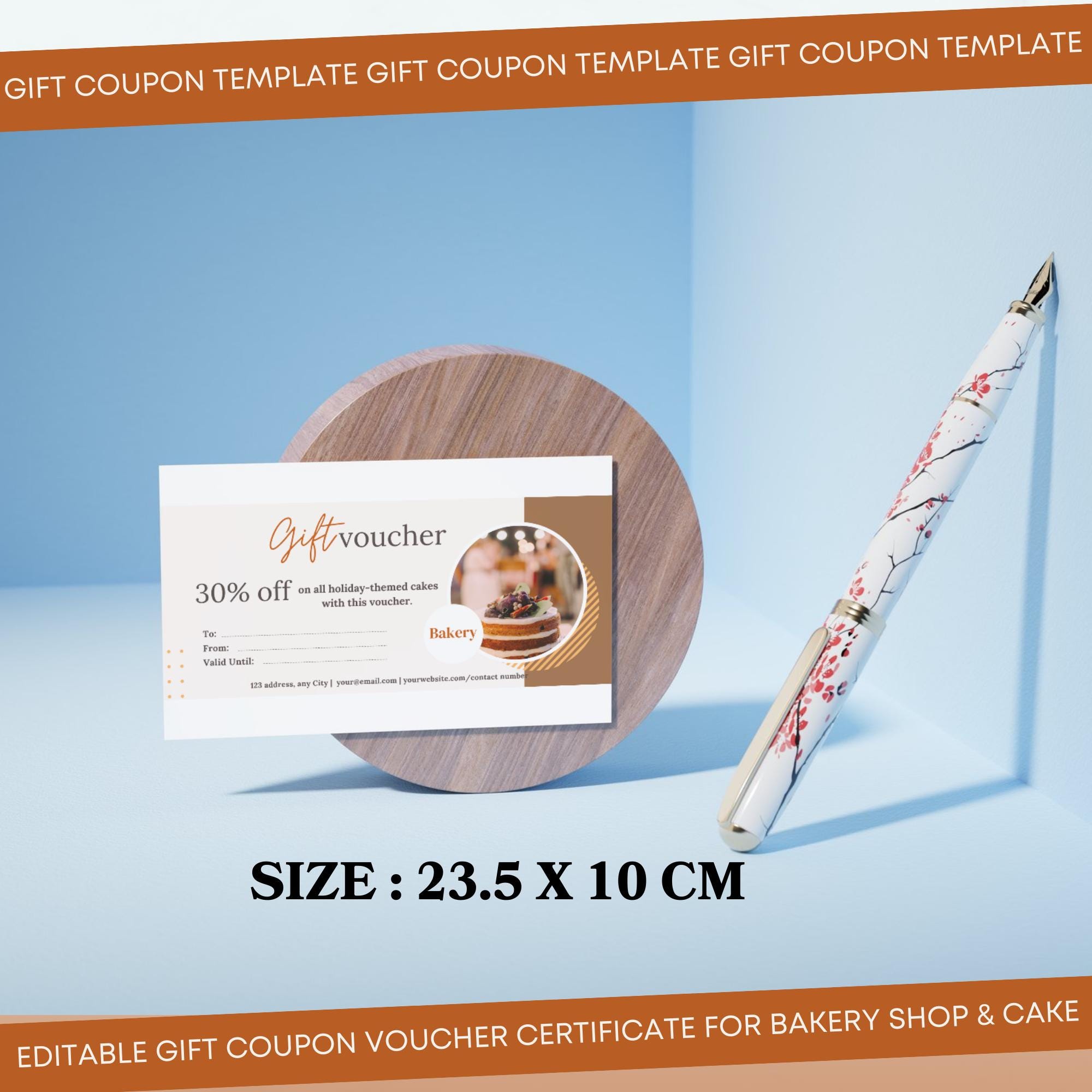 Editable Bakery Gift Voucher Template for Bake Shop, Digital ...