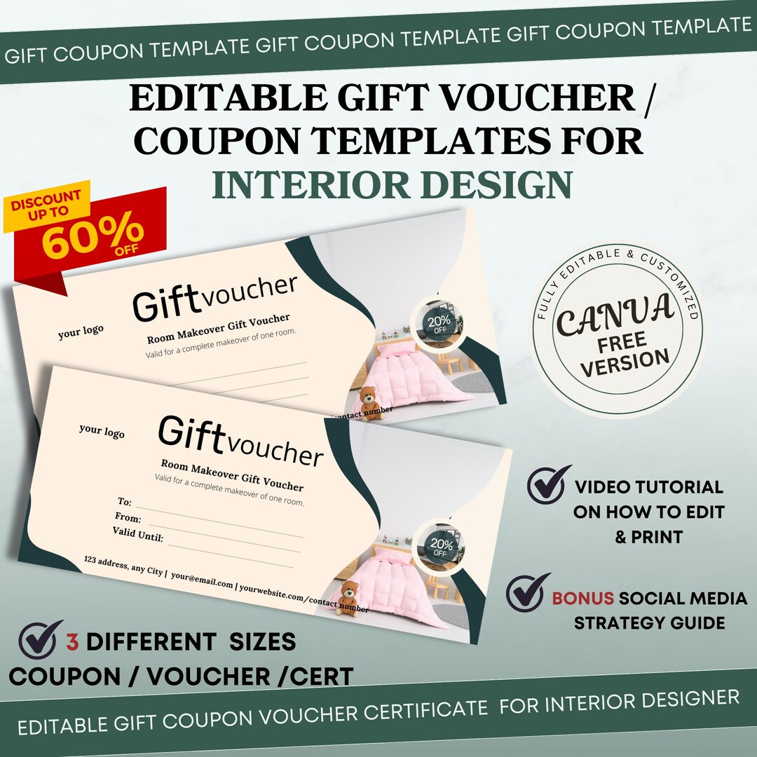 Interior Design Gift Voucher, Home Design Gift Certificate, Interior ...