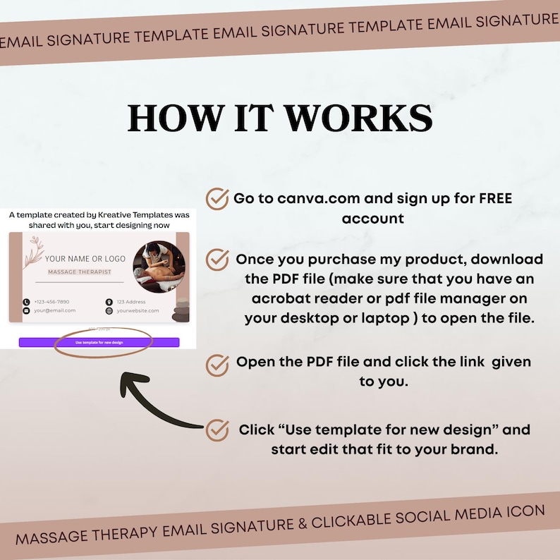 Email Signature Template for Massage Therapist, Email Footer Design for ...