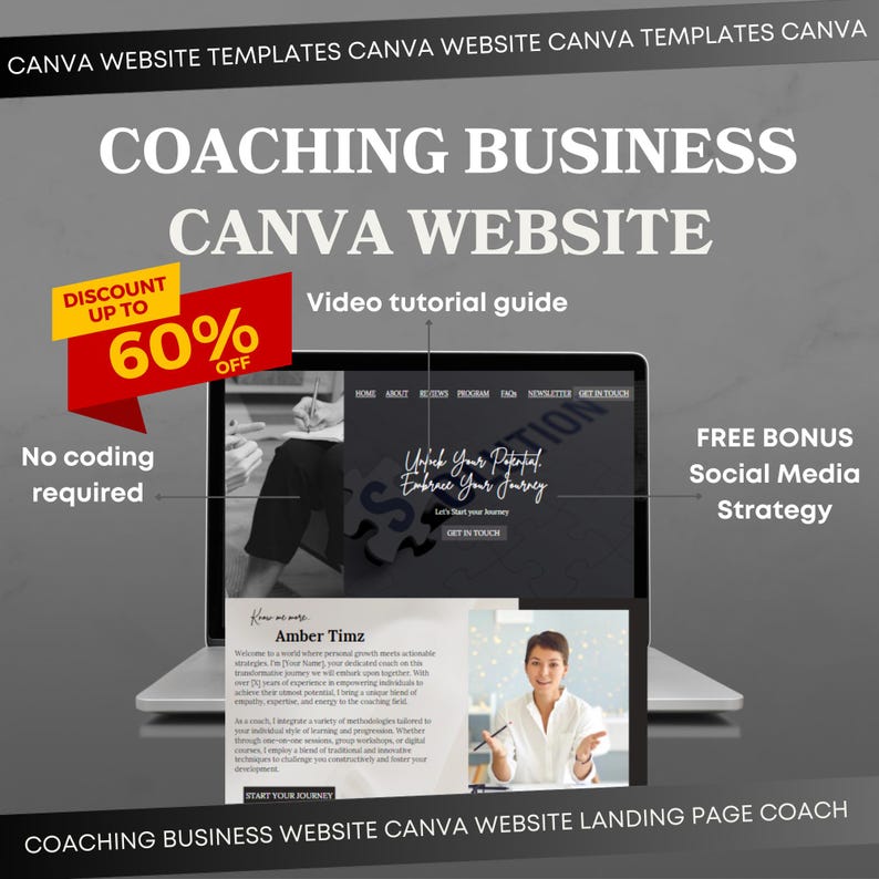Canva Website Template for Coach, Coaching Program Landing Page, Coach ...