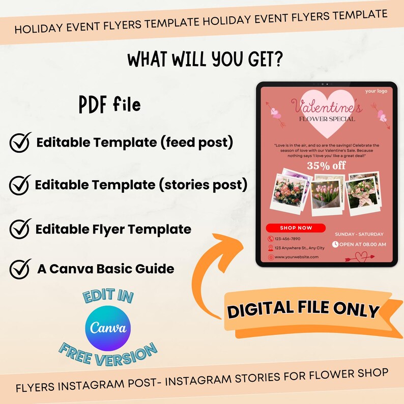 Florist Template, Flower Shop Flyer, Florist Flyer, Valentines Flyer ...