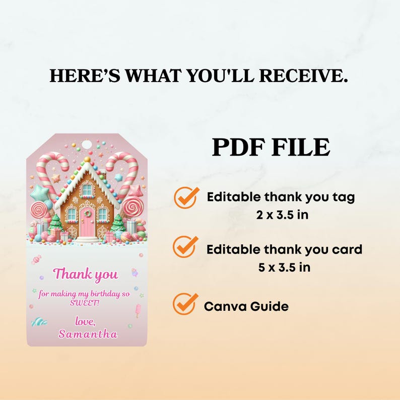 Candyland Birthday Thank You Tags, Sweet Celebration (editable Digital ...