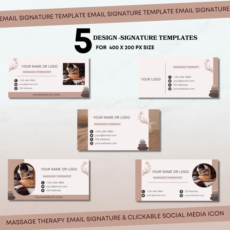 Email Signature Template for Massage Therapist, Email Footer Design for ...