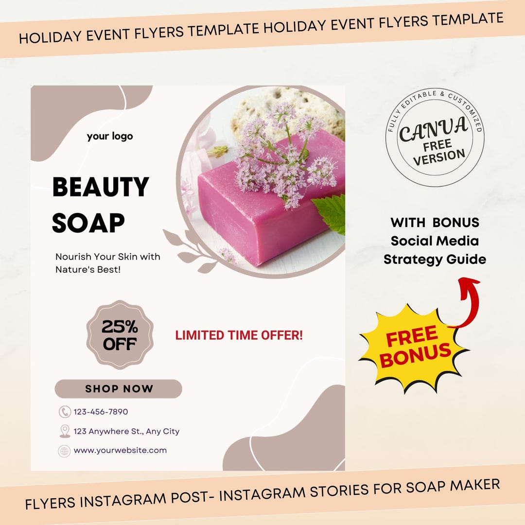 Soap Flyer, Soap Branding Labels, Soap Instagram Template, Soap ...