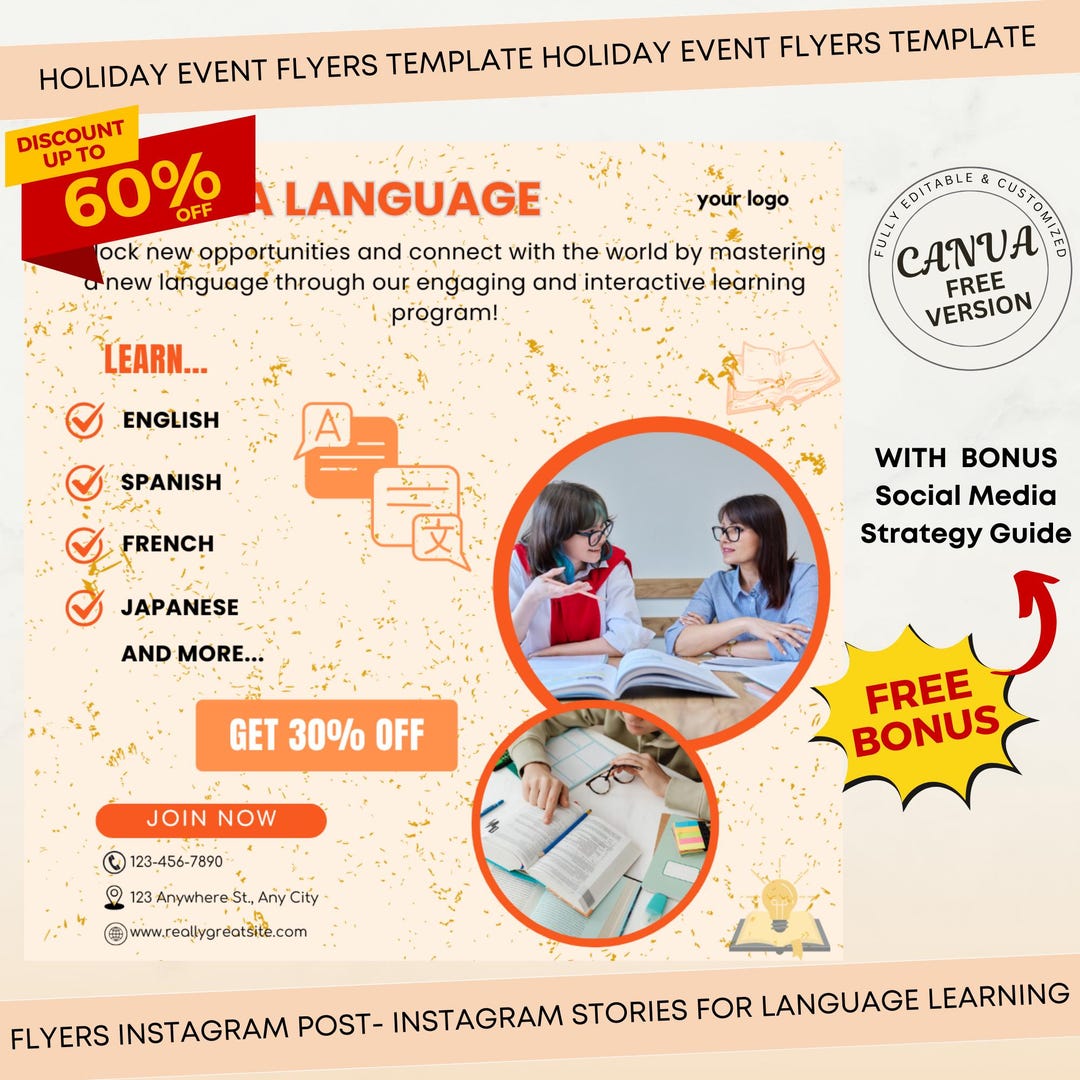 Language Learner, Flyer Template, Instagram Post, Learning Languages ...