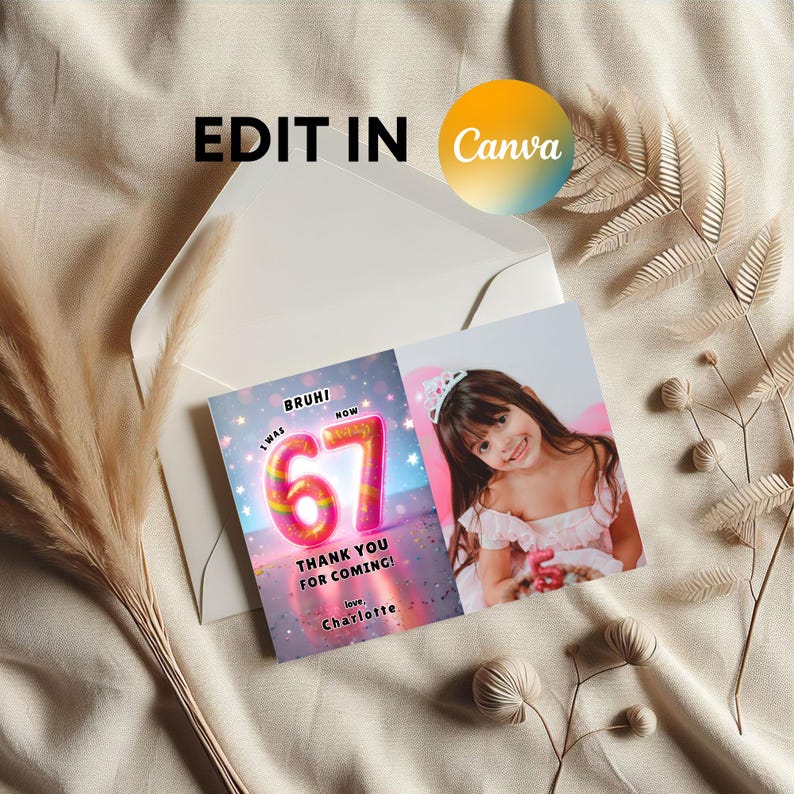 6-7th Birthday Thank You Tags, Viral Meme Party Favors (digital ...