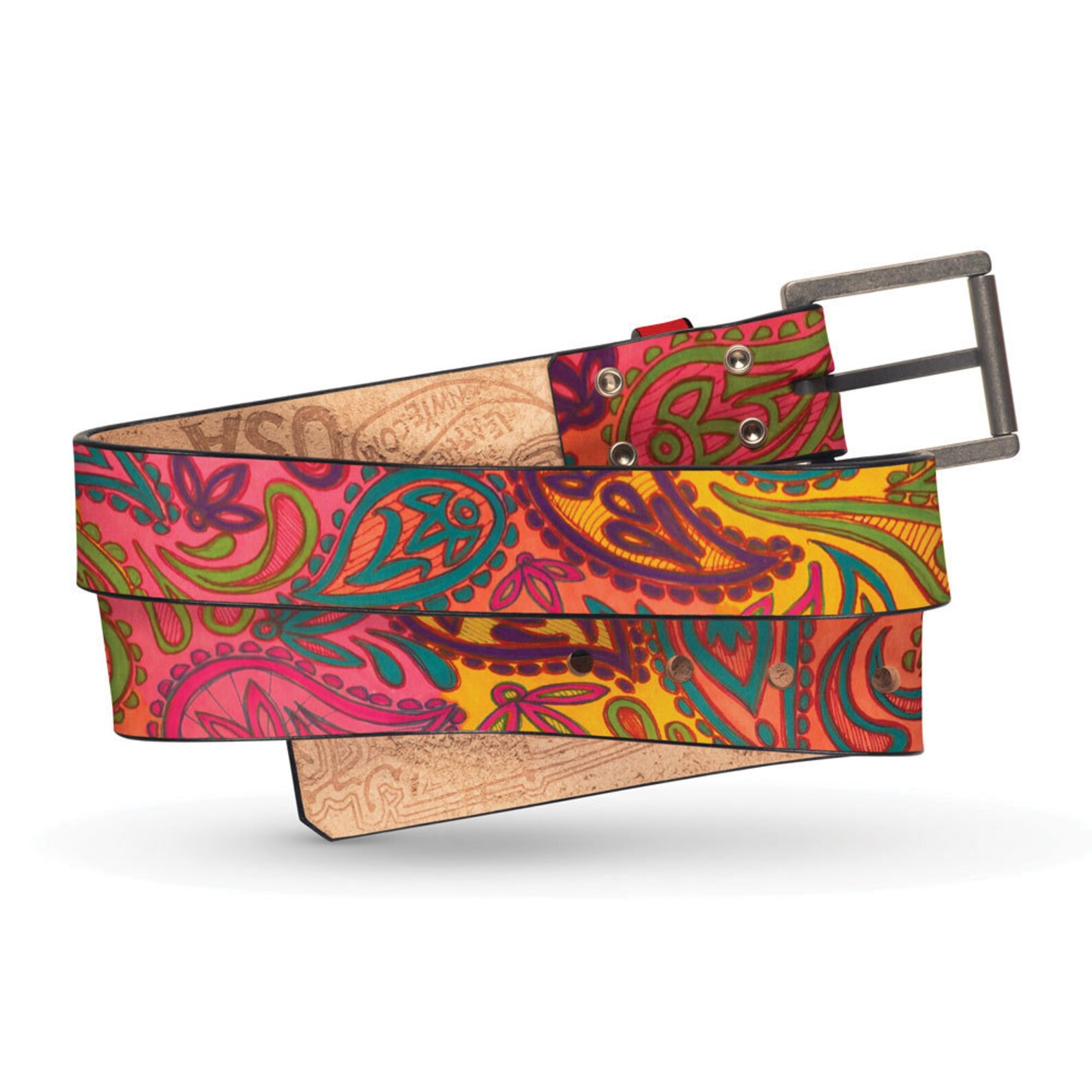 Hand Drawn Paisley Leather Belt Paisley Leather Belt Hand - Etsy