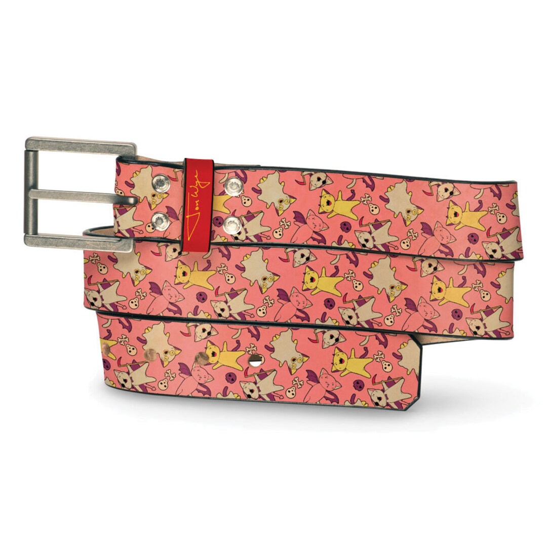 Vamp Cat Pink Leather Belt, Vampire Leather Belt, Cat Belt, Cute ...