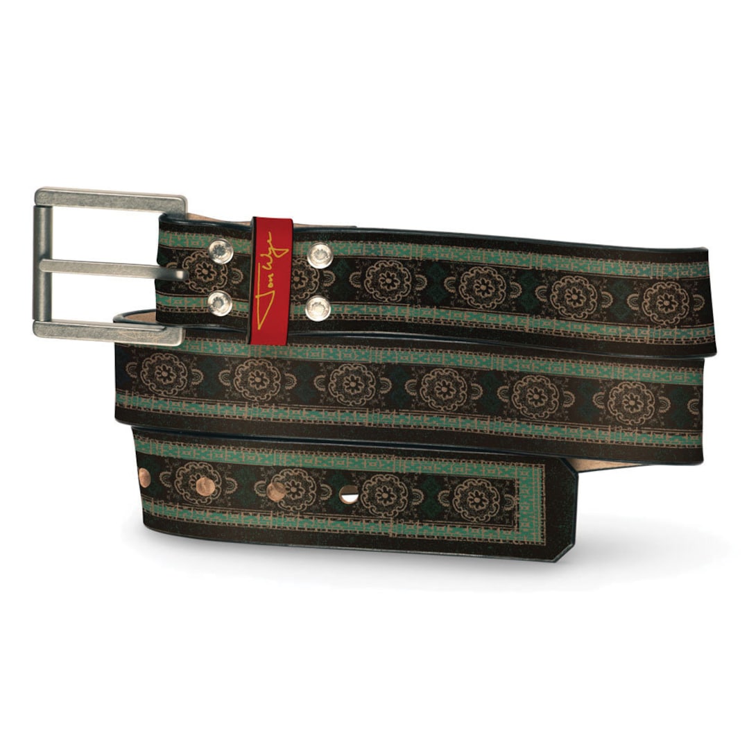 India Print Himalaya Blue Leather Belt, Womens Belt, Mens Belt ...