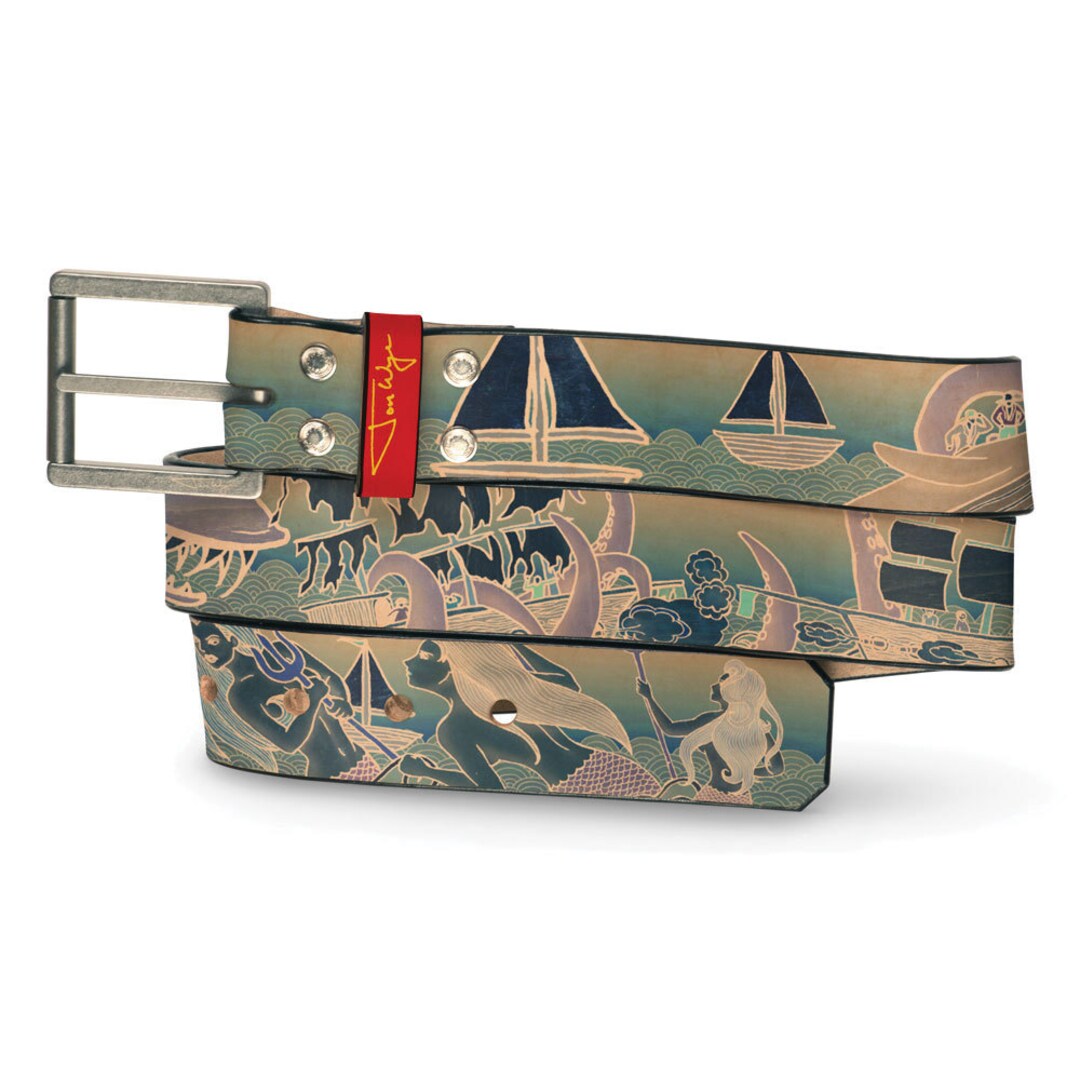 Bizarro Sea Monsters Leather Belt for Men and Women, Monster Belt ...