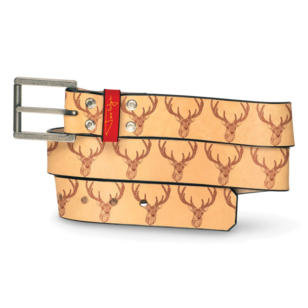 Deer Single Leather Belt, Animal Belt, Leather Belt Forest Creature - Etsy
