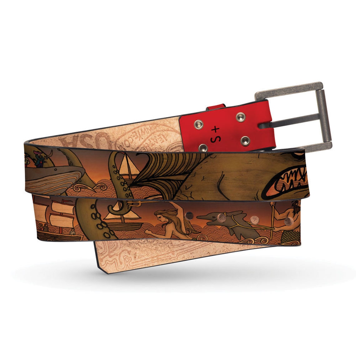 Sea Monsters Leather Belt Handmade Leather Belt Monster | Etsy